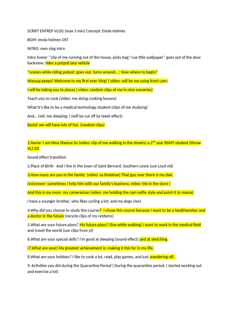 SCRIPT ENTREP VLOG | PDF