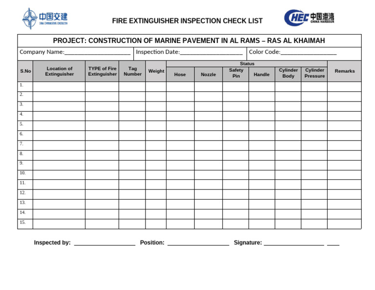 Fire Extinguisher Inspetion Checklist(1) | PDF