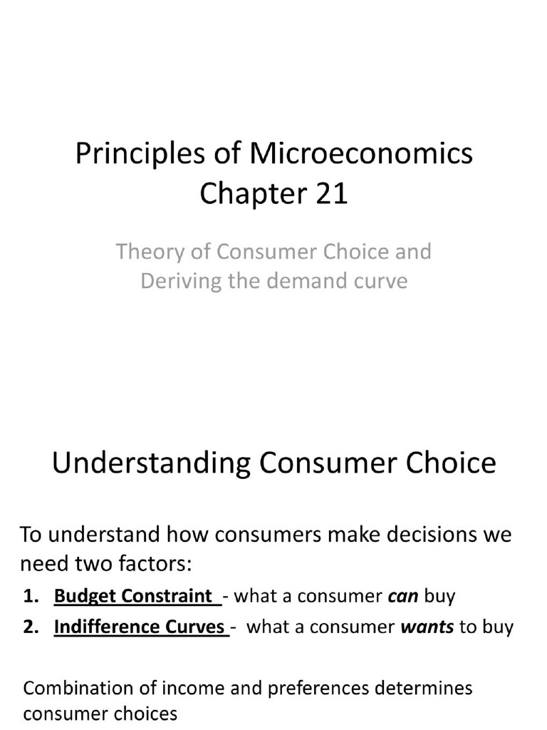 ECO 101 - L 06 - The Theory of Consumer Choice | PDF