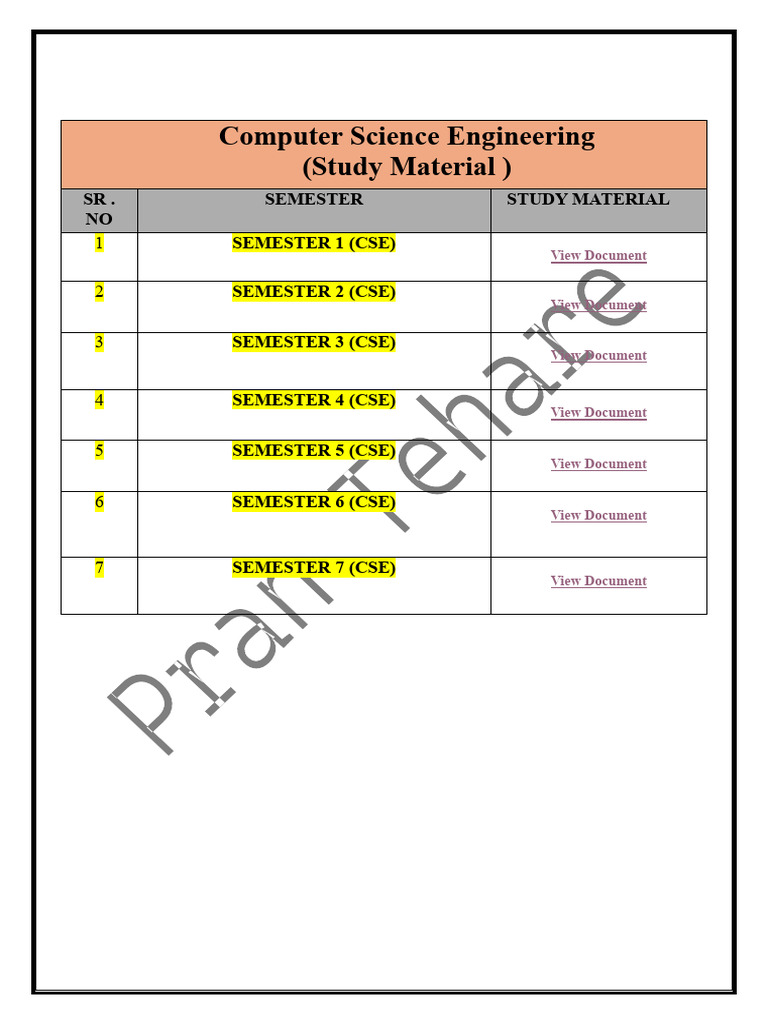 Computer Science Engineering (Study Material) | PDF