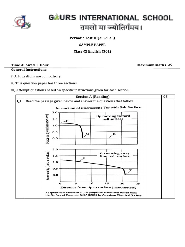 Pa III Class 11 Sample Paper | PDF | Nanowire | Reason