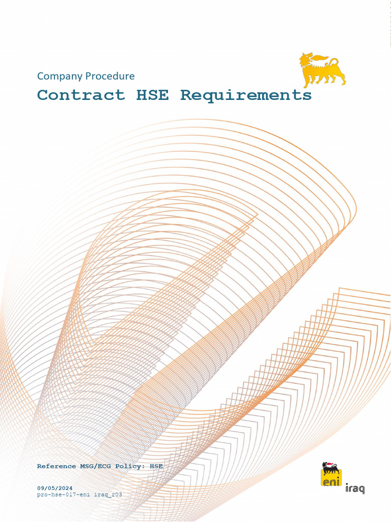 Eni Iraq Contract HSE Requirements | PDF | Risk | Risk Assessment