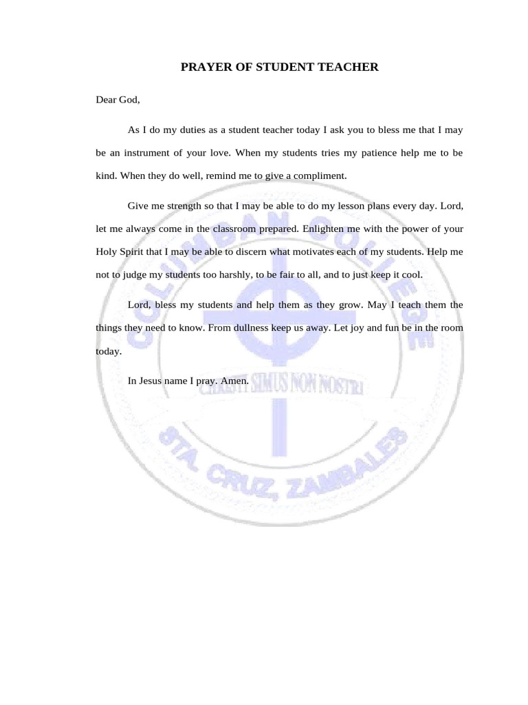 Prayer-of-Student-Teacher | PDF