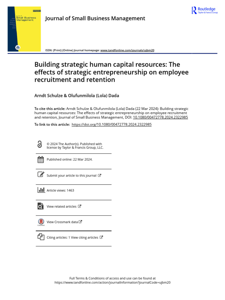 Building Strategic Human Capital Resources The Effects of Strategic ...