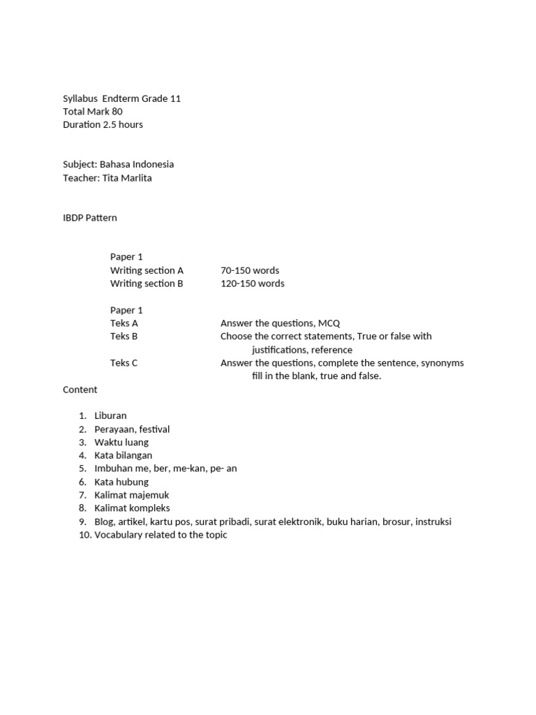 Syllabus Endterm November 11 | PDF