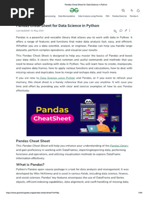 Data Science In Python Pandas Cheat Sheet Data Science Central Python