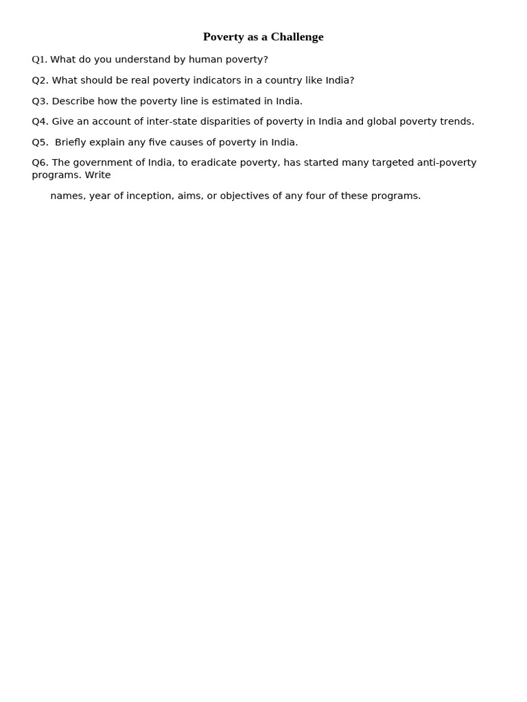 Question Slip of Poverty As A Challenge | PDF