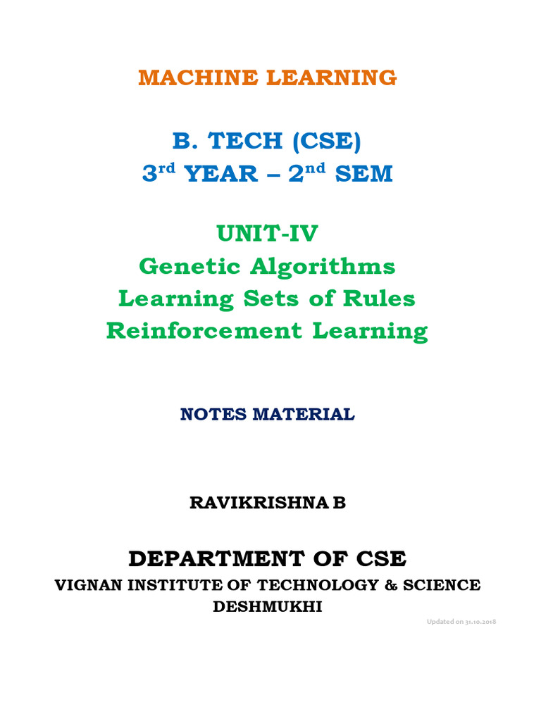 ML_UNIT_4 | PDF | Genetic Algorithm | First Order Logic