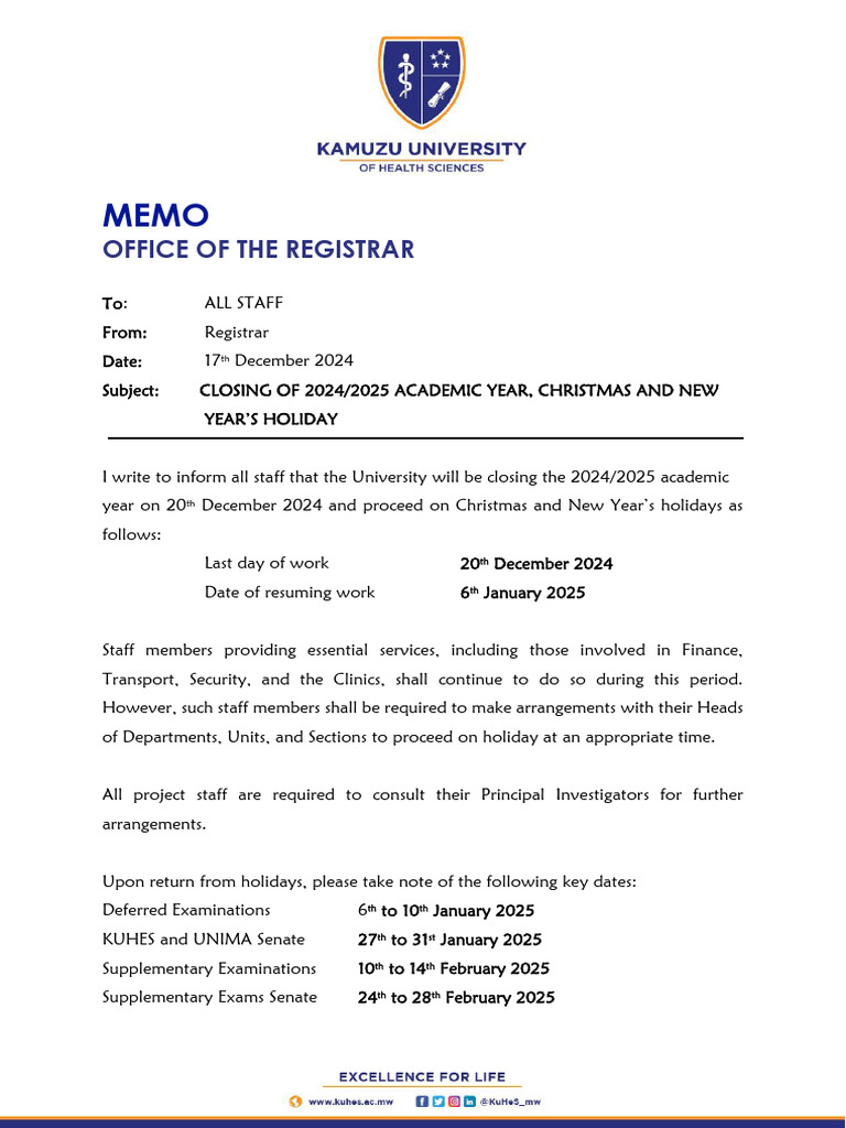 Closing For End of Year and Christmas Break - 17TH Dec 2024 | PDF