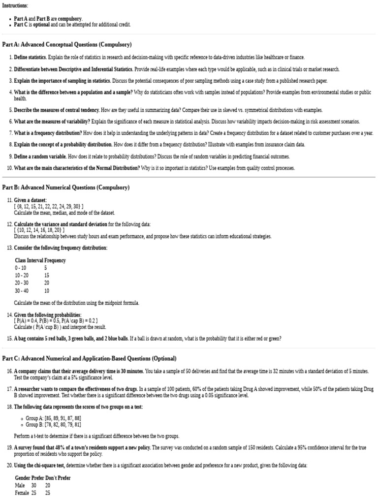 Probability and Statistics - Assignment 01 | PDF | Statistics | Probability Distribution