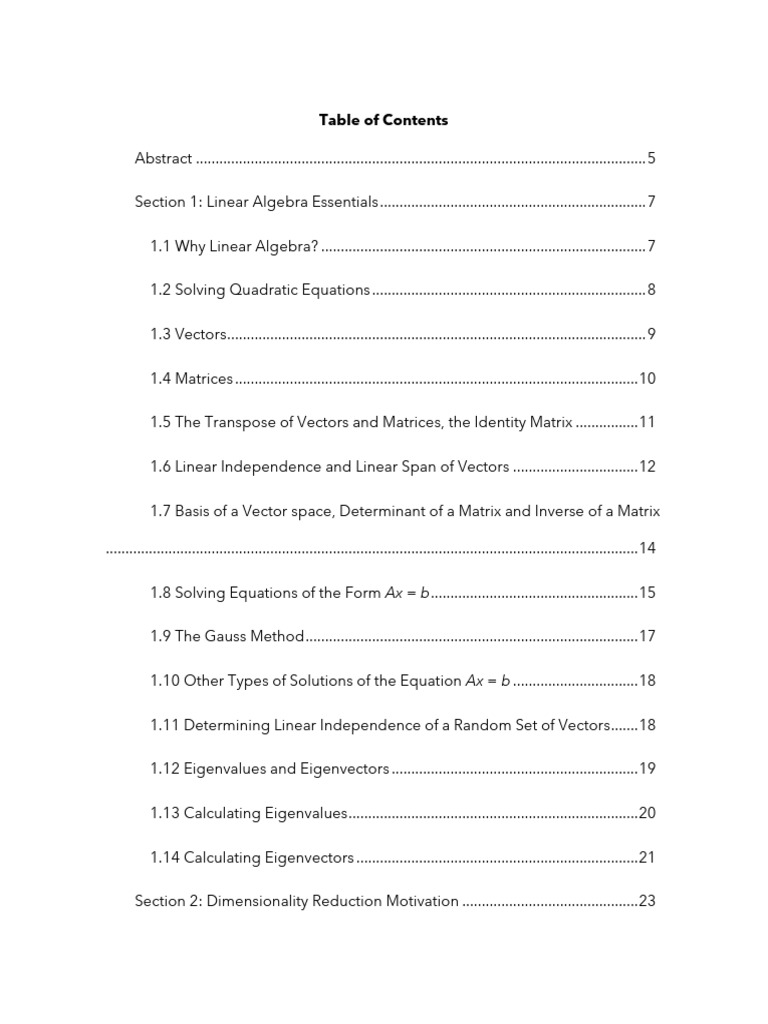 Linear Algebra Week 1 and 2 Content | PDF | Principal Component Analysis | Matrix (Mathematics)