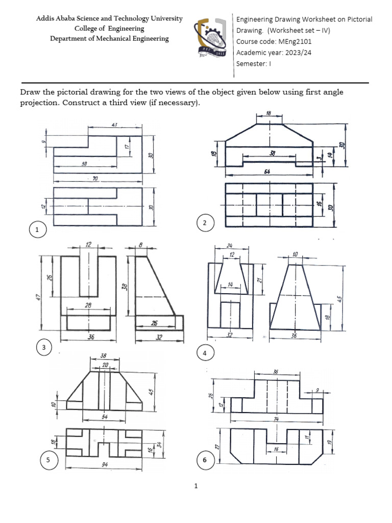 Pictorial Drawing Worksheet IV | PDF
