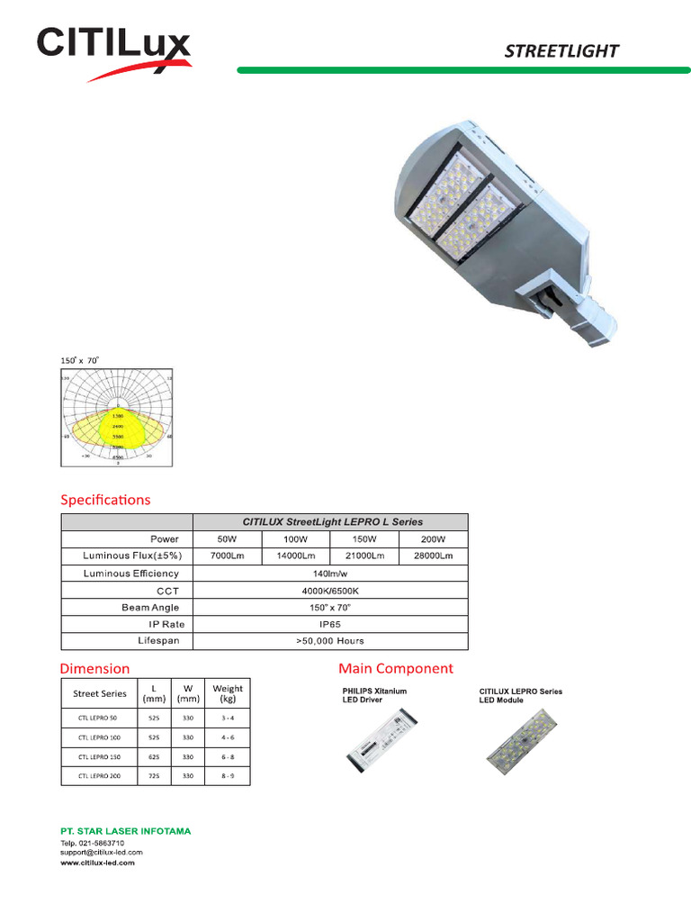 CITILUX StreetLight LEPRO L Series | PDF