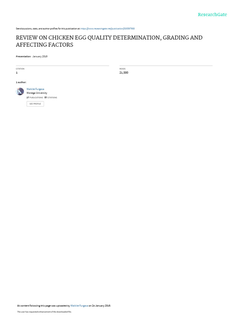 Review On Chicken Egg Quality Determination, Grading and Affecting Factors | PDF | Yolk | Egg