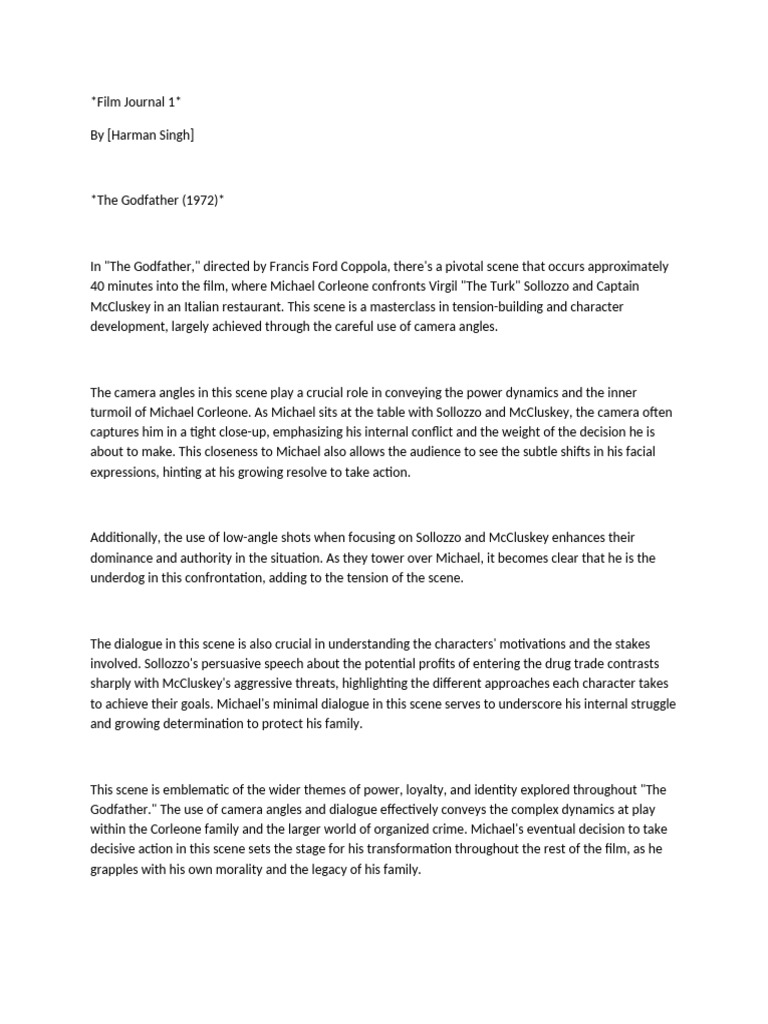 Analyzing Tension in The Godfather Scene | PDF