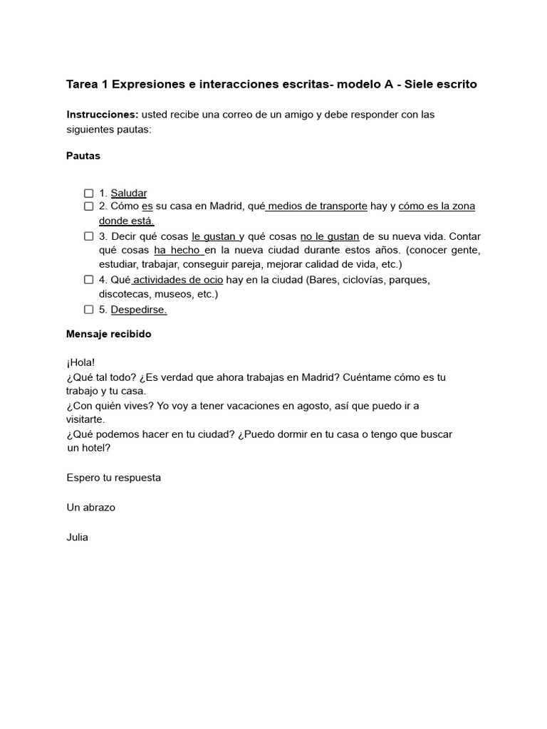 Estructura - Tarea 01 EIE - Modelo A - SIELE | PDF | Gramática | Mecánica del lenguaje