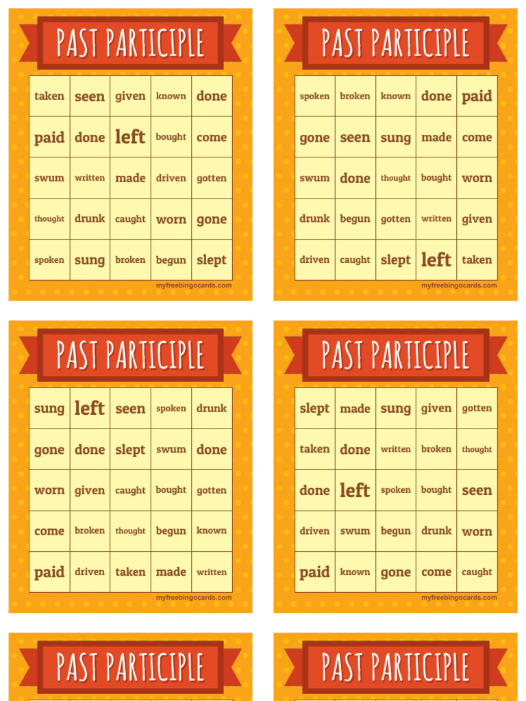 4A - Bingo Past Participle | PDF | Linguistics | Grammar
