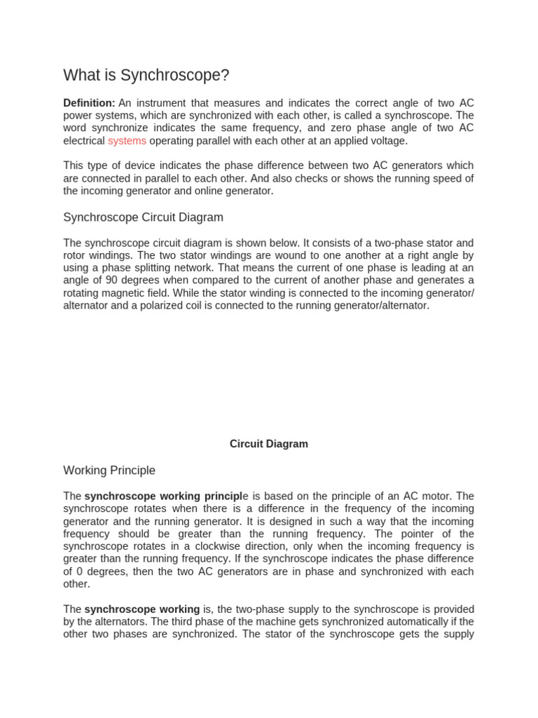What Is Synchroscope | PDF | Electric Generator | Electrical Engineering