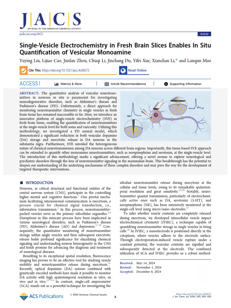 Single-Vesicle Electrochemistry in Brain Slices | PDF ...