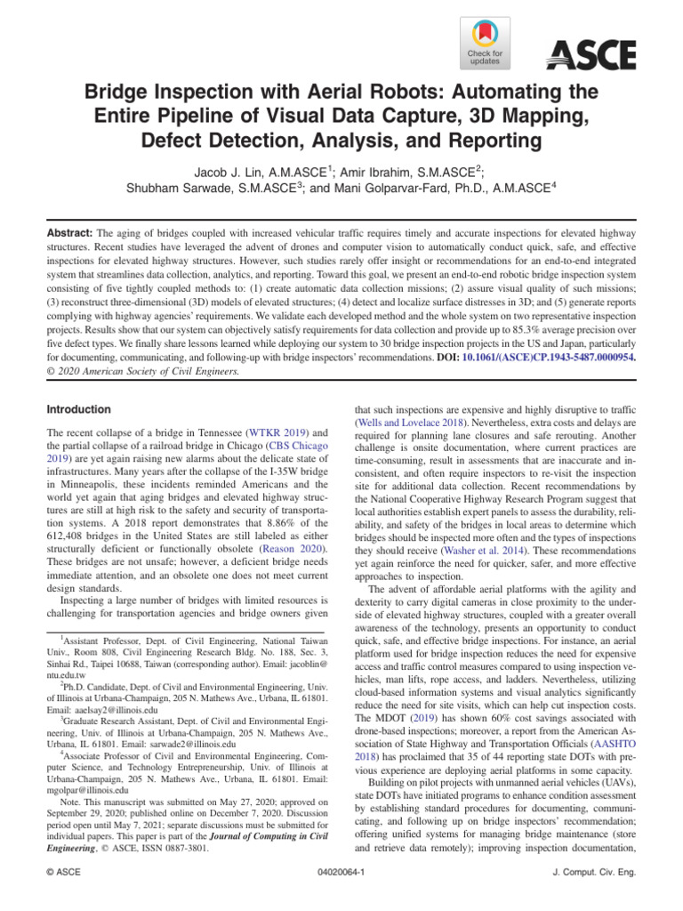 Bridge Inspection With Aerial Robots | PDF | Computer Vision | Unmanned Aerial Vehicle