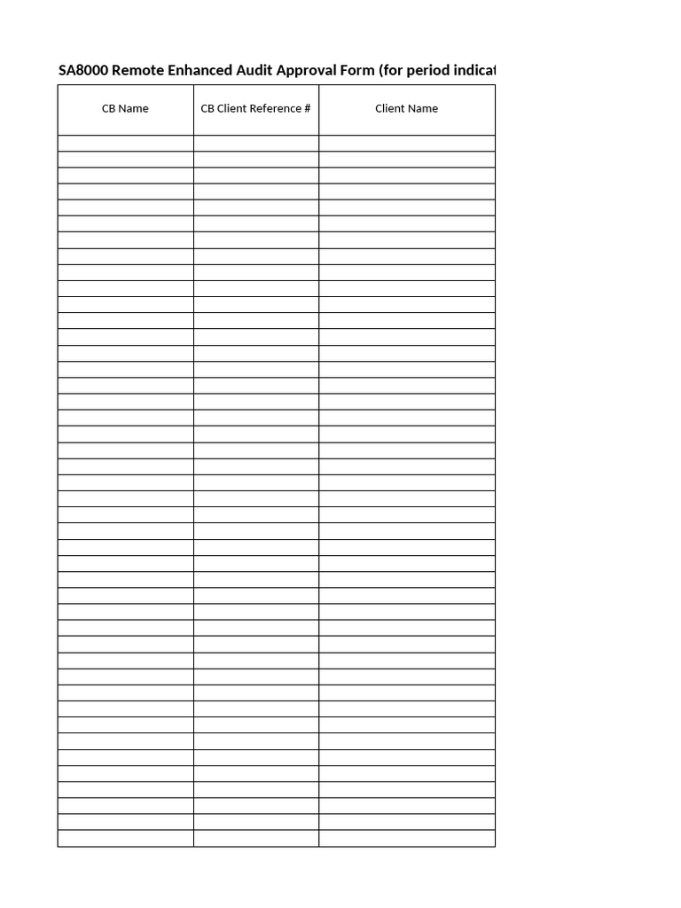SA8000 REA Approval Form Worksheets | PDF | Audit | Accounting