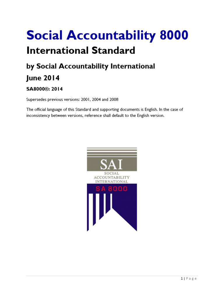 Social Accountability 8000 International | PDF | International Labour ...