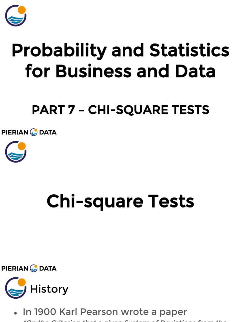 Probability and Statistics Part 7 ChiSquare | PDF | Chi Squared Test ...