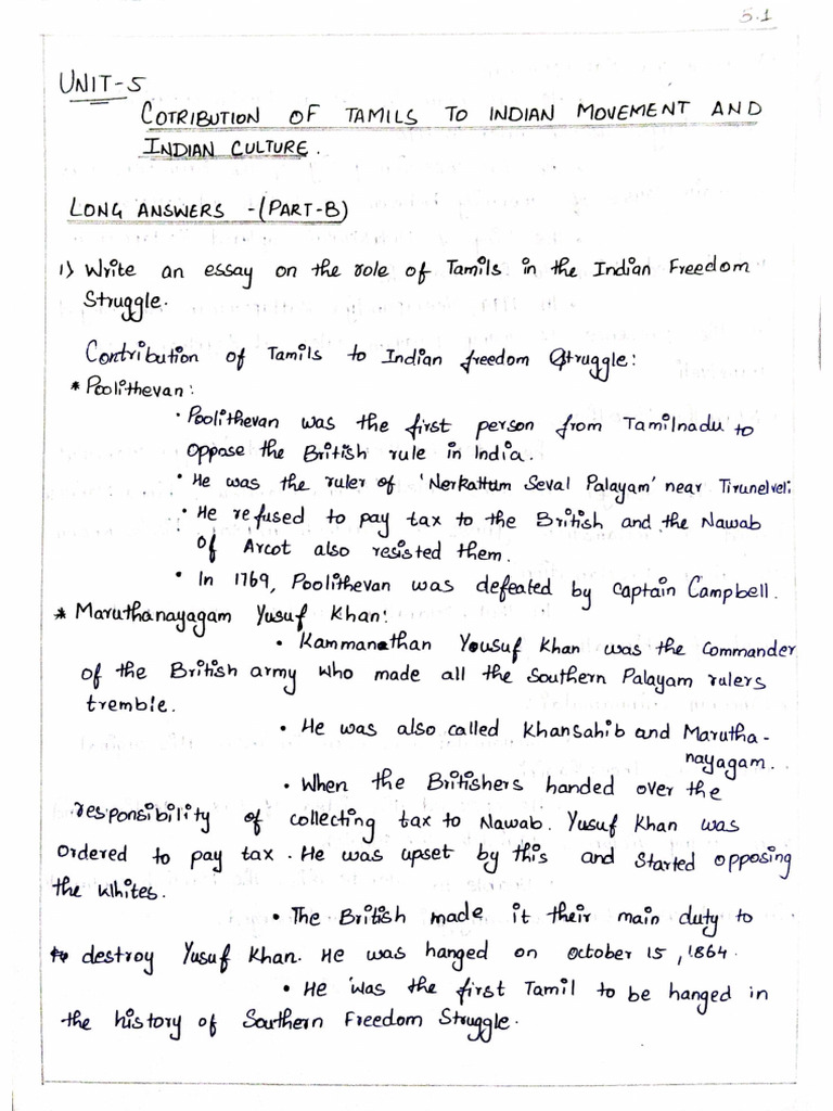 Unit 5 Tamil Notes (English) | PDF