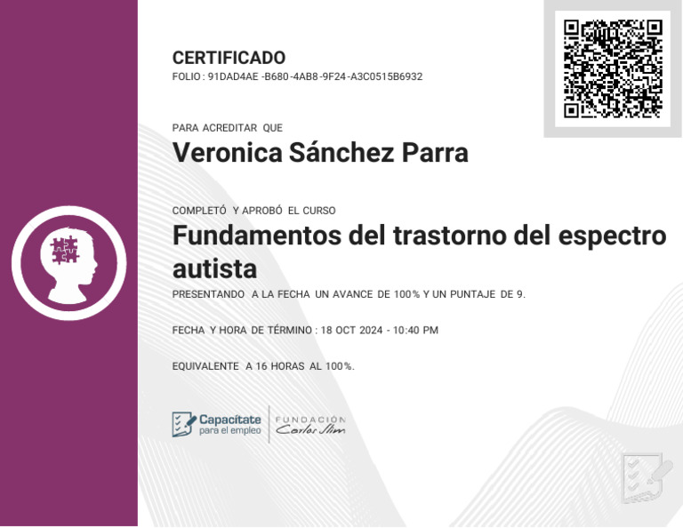 Certificado Curso TEA Completado | PDF