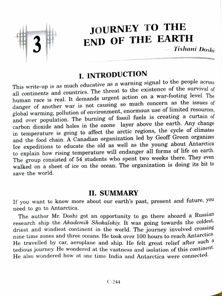 Journey To The End of The Earth (Class 12) | PDF | Antarctica | Climate ...