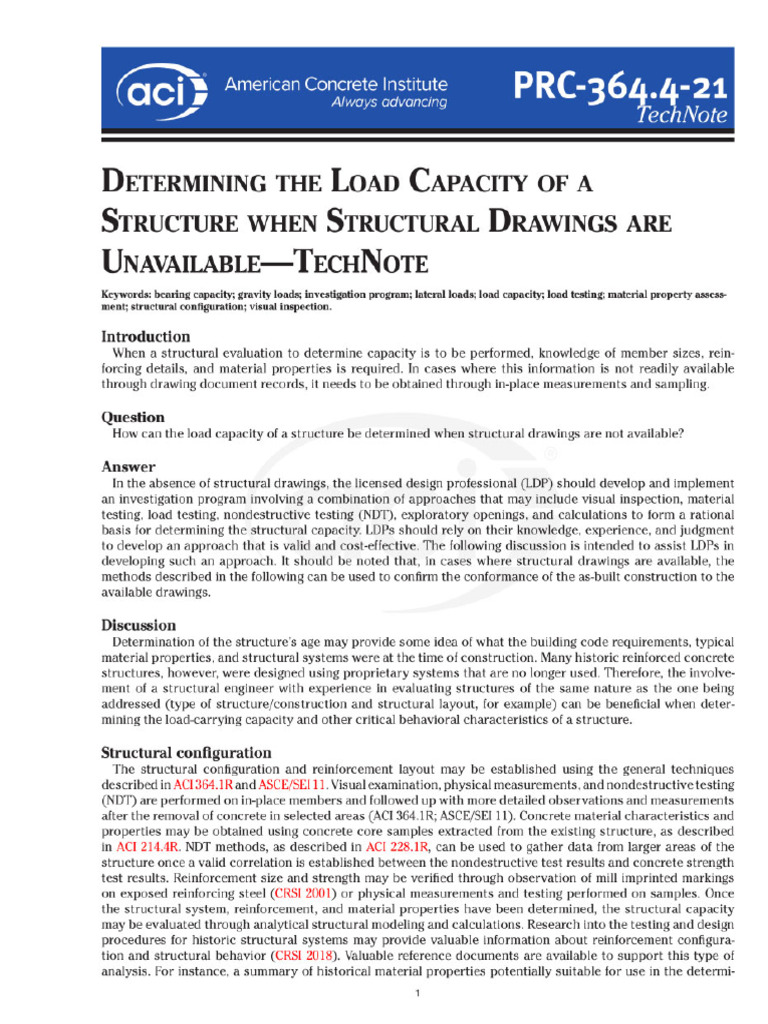 ACI_PRC_364_4_21_Determining_the_Load_Capacity_of_a_Structure_when | PDF