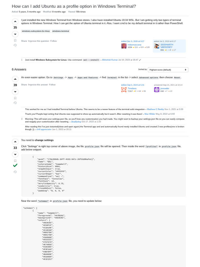 How Can I Add Ubuntu As A Profile Option in Windows Terminal - Stack Overflow | PDF | Microsoft ...