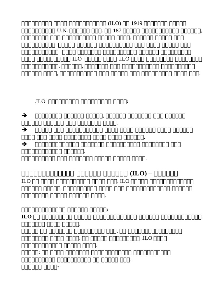 ILO International Labour Organization | PDF