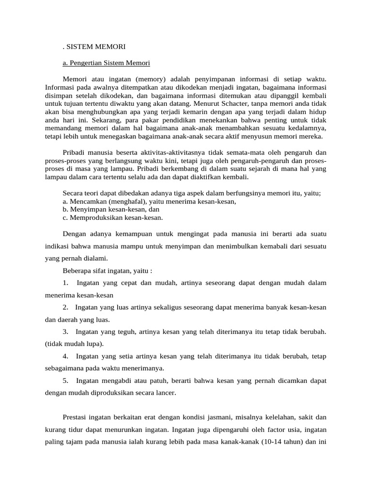 Memahami Sistem Memori Manusia Pdf