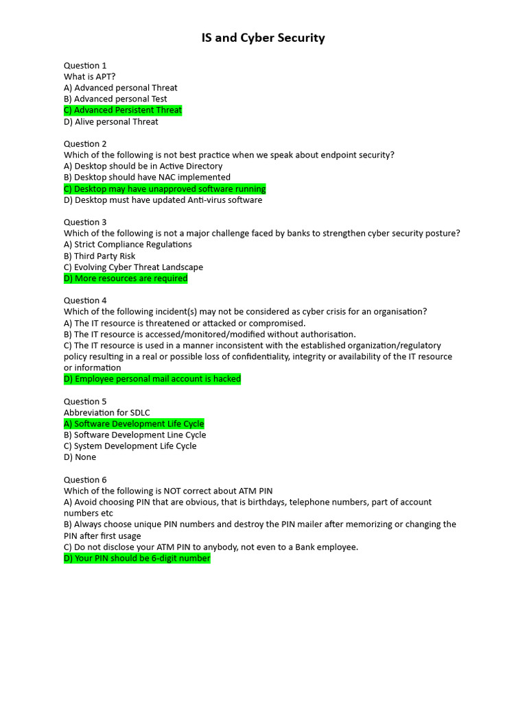 IS and Cyber Security Key | PDF | Security | Computer Security