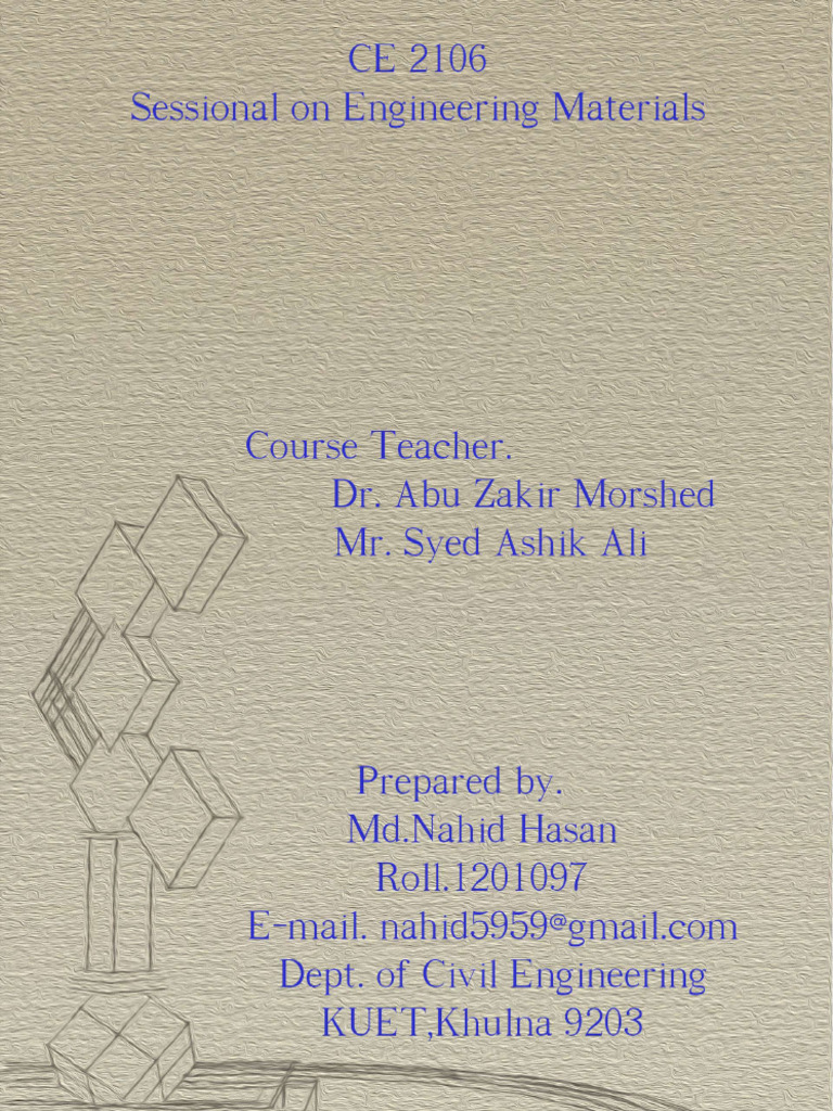 (2k12) CE 2106 Sessional On Engineering Materials | PDF