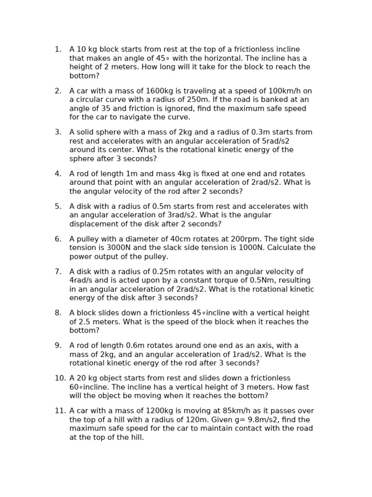 Full_Physics_Questions | PDF | Rotation Around A Fixed Axis | Physical ...
