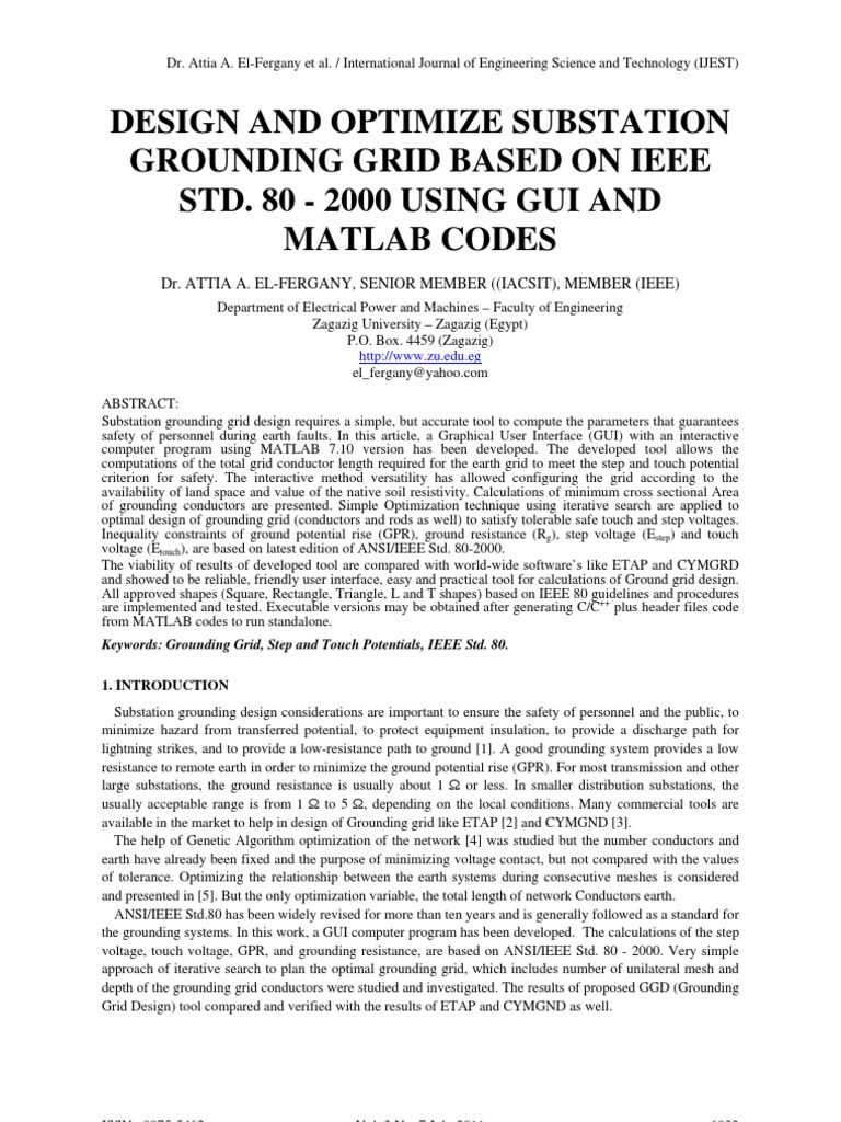 IEEE Design and Optimize Subs Grounding Grid Matlab | Download Free PDF ...