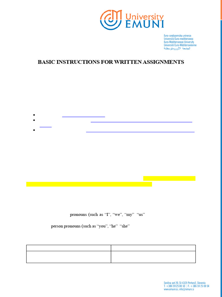 Basic Instructions For Written Assignments | PDF | Apa Style | Citation