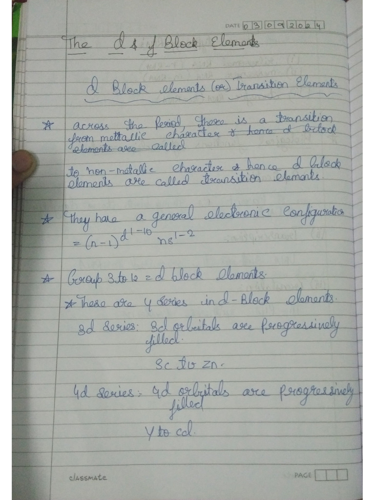 D and F Block Elements Notes | PDF