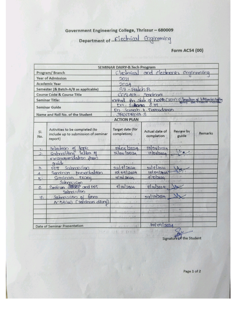 Seminar Concise Diary | PDF