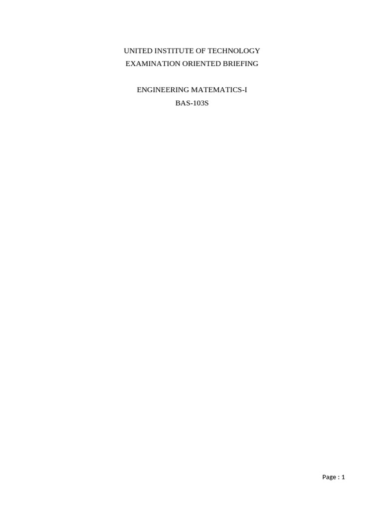 Aaktu Briefing Maths-I (2024-25) Bas-103 | PDF | Matrix (Mathematics) | Eigenvalues And Eigenvectors