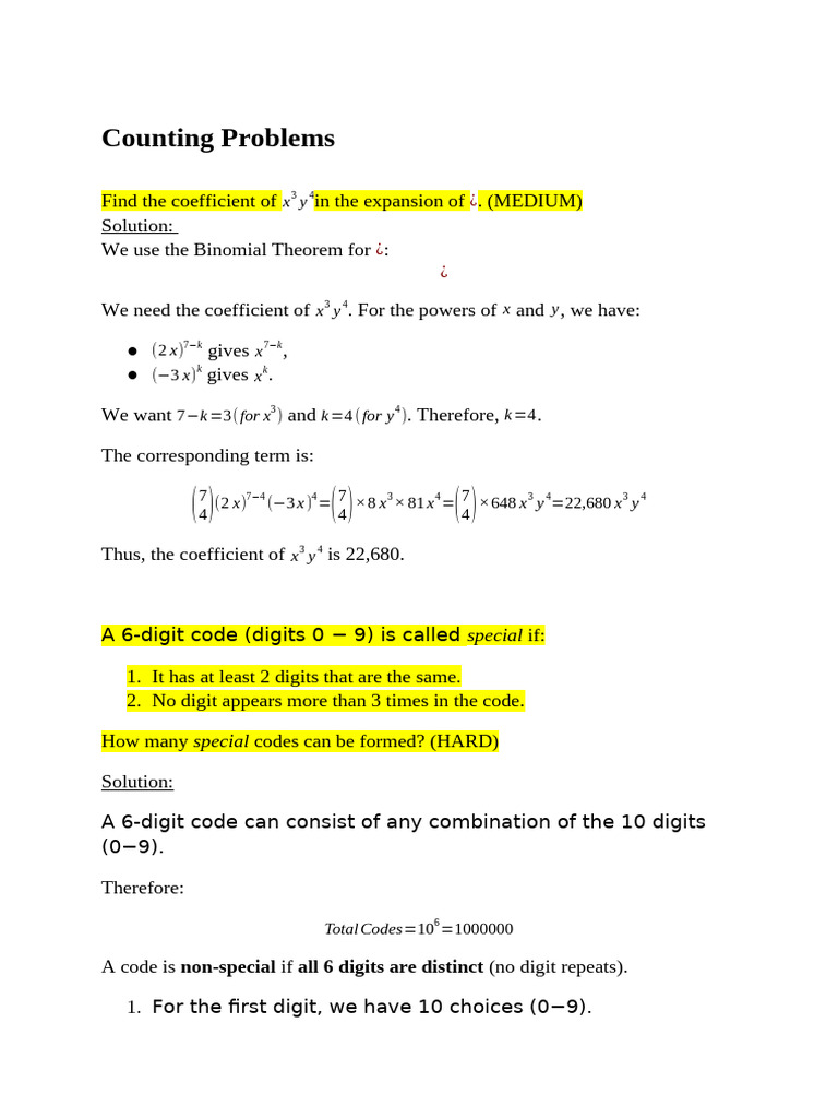 Counting Problems and Dirichlets Principle | PDF | Numbers | Mathematical Objects