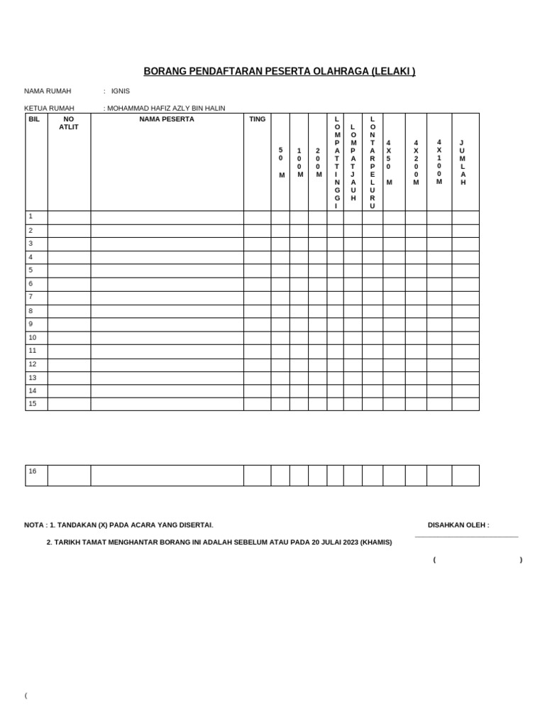 Borang Pendaftaran Olahraga 2023 (2)_230719_165310 | PDF