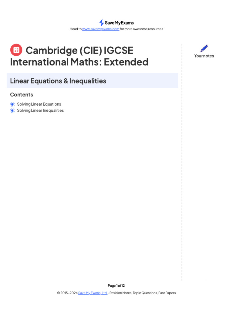 4 Linear Equations & Inequalities | PDF | Inequality (Mathematics) | Equations