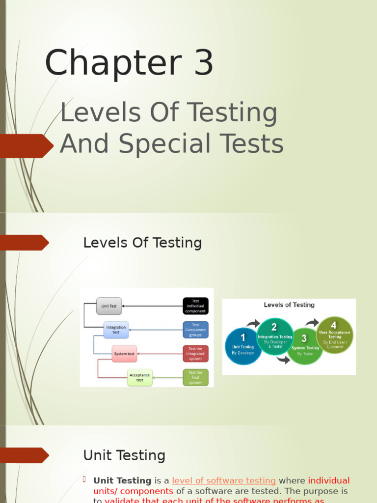 Chapter 3 Levels of Testing and Special Tests | PDF | Software Testing ...