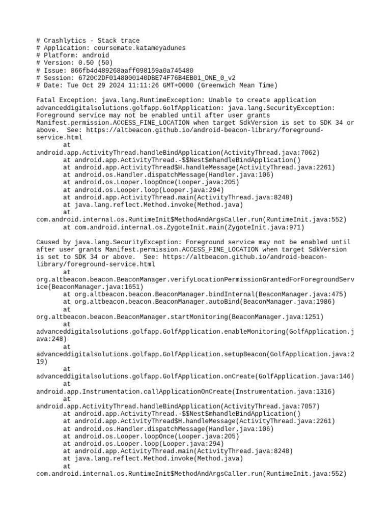 Coursemate - Katameyadunes Issue Crash Session DNE 0 v2 Stacktrace | PDF | Operating System ...