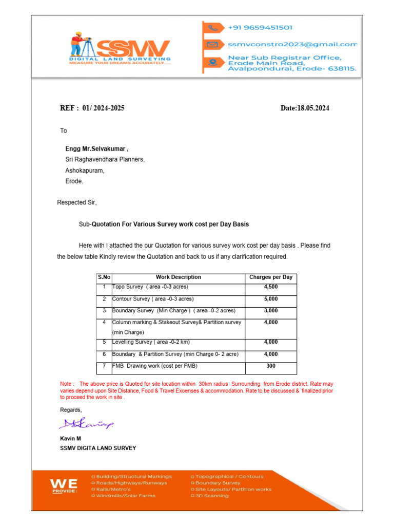 Quotation For Survey Work | PDF