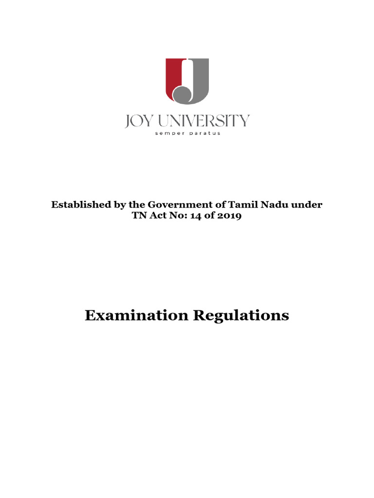 Joy University Examination Regulations | PDF | Course Credit