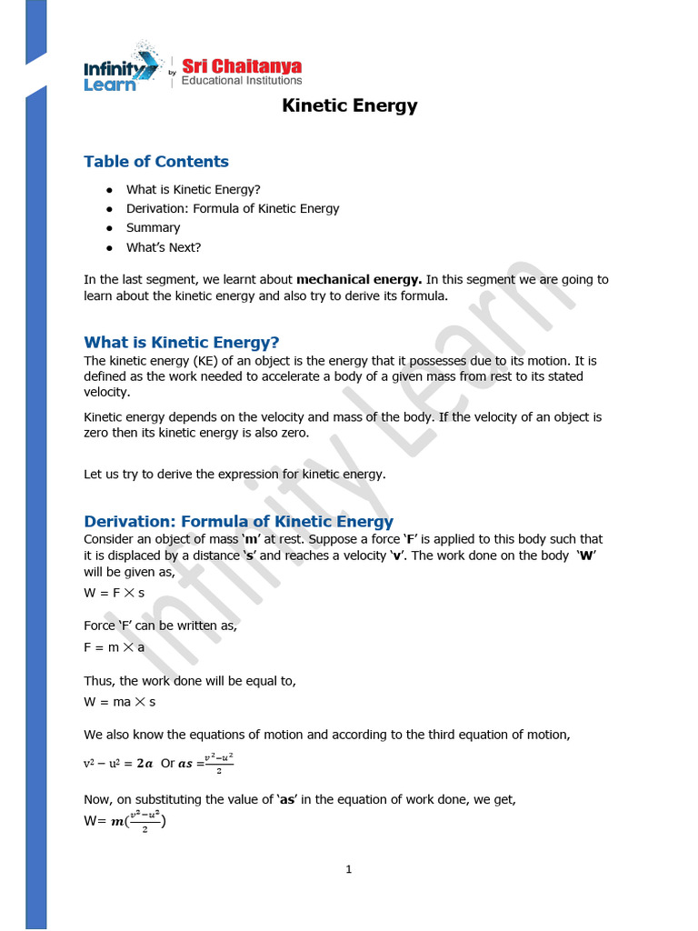 Understanding Kinetic Energy Formula | PDF